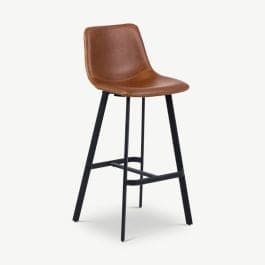 Ridge Bar Stool, Cognac PU Leather | Furnicher