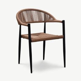 Chaise d'extérieur Sandy en rotin naturel et métal noir | Furnicher