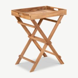 Aba Outdoor Tray Table, Natural Teak | Furnicher