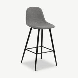 Noel Fabric Bar Stool, Grey, Metal Legs | Furnicher
