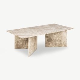 Table basse rectangulaire Efrain en marbre beige | Furnicher